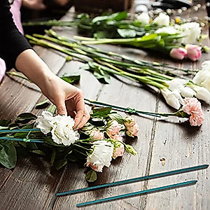 POLIUMB Green Plant Stakes Garden Wood Plant Support Stakes, Sturdy Wooden Floral Bamboo Sticks, Garden Sticks Sign Posting (18 inches-25 Pack)