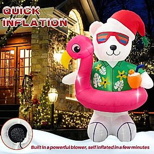 Kofero Christmas Inflatables Outdoor Decorations 6FT Hawaii Polar Bear Cute Blow up Xmas Decoration with Led Lighted Inflatable Yard Décor for Indoor Outside Holiday Party Garden Lawn
