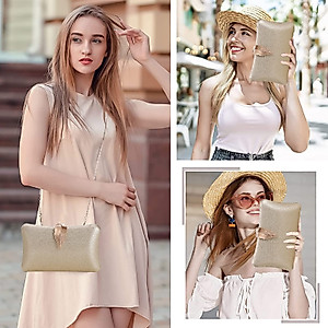 Women's Evening Bag Clutch Purse Sparkly Sequin Glitter Handbag Bridal Wedding Shoulder Bag Crossbody Bag with Leaf-style Flip Lock Messenger Bag for Wedding Cocktail Party Prom Gold