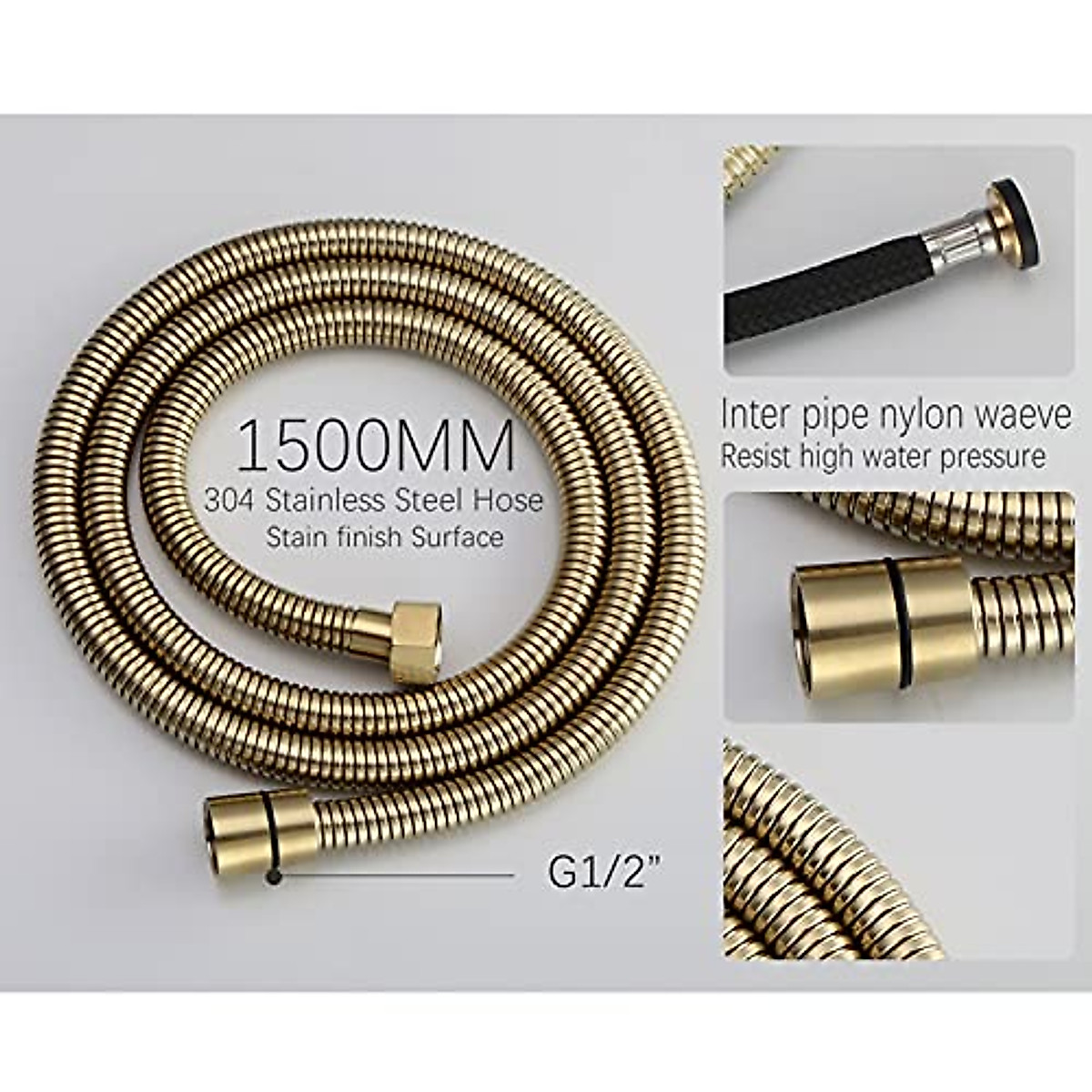 MINJING Bidet Sprayer Brushed Gold, Stainless Steel Handheld Bidet Sprayer for Feminine Wash, Baby Cloth Diaper Sprayer, Shower Sprayer for Pet, High Pressure Toilet Sprayer,B