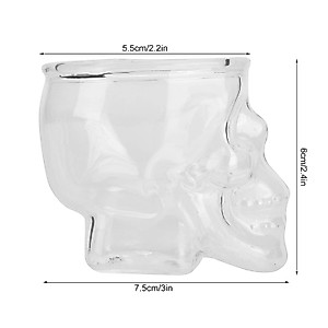 3PCS 75ML Transparent Glass Skull Shaped Wine Glass Glass Beer Beverage Container Halloween Party Decoration Vodka Whiskey Transparent Skull Glass