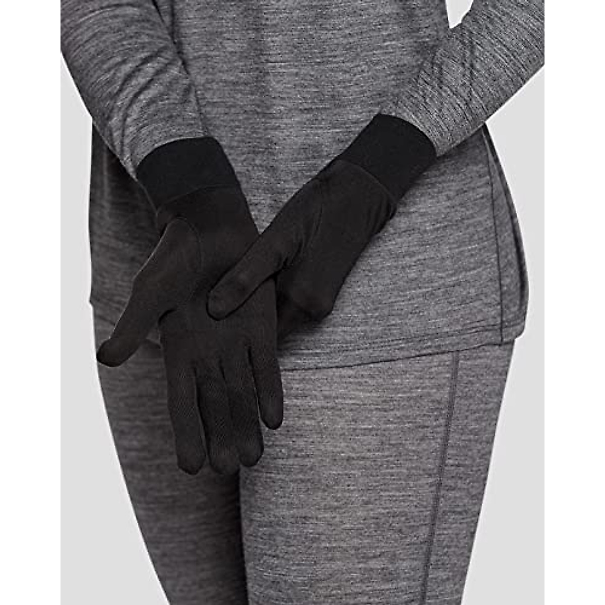 Terramar Standard Adult Thermasilk Liner Winter Gloves for Men and Women Skiing, Hikking, Cold Weather Activities, Black, Large