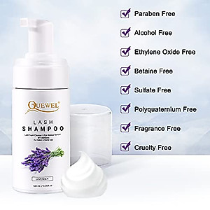 Lash Shampoo Lavender 100ml Eyelash Shampoo For Lash Extensions Eyelid Foaming Cleanser With Lash Shampoo Brush And Bottle Paraben & Sulfate Free For Salon And Self Use(lavender,100ml)