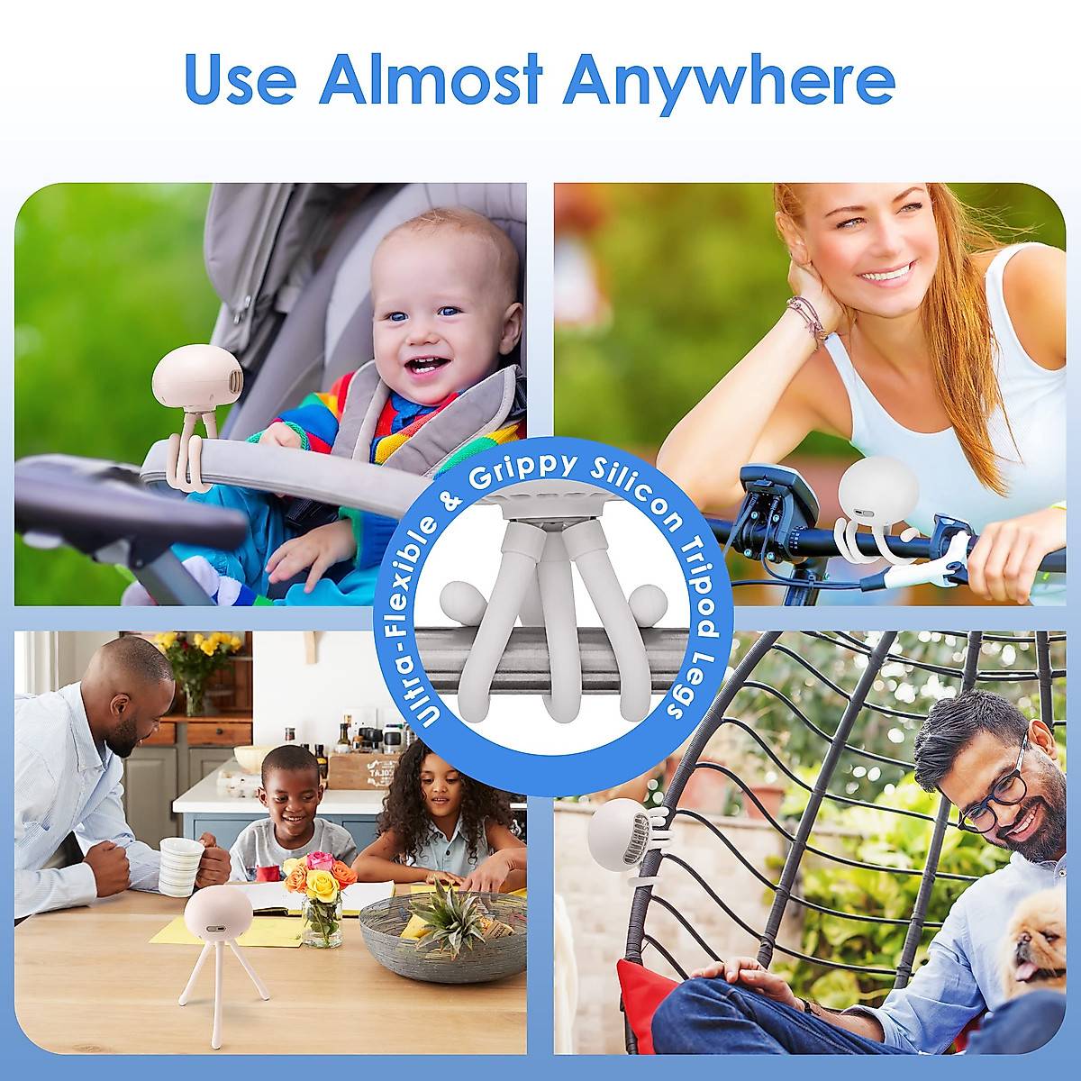 Portable Bladeless Baby Stroller Fan, Rechargeable Battery-Operated Fan with 3 Breeze Settings and Quiet Motor, Personal Fan for Baby Car Seat, Camping, Desk, Golf Cart, Wheelchair, and More (Black)