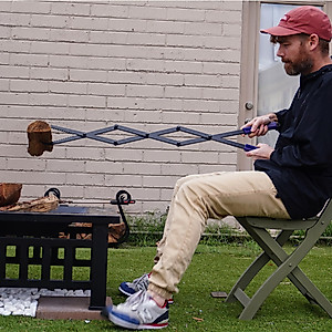 Heavy Duty Fire Tongs, 42in Accordion Style Firewood Tongs Log Grabber for Fire Pit, Fireplace Campfire Bonfire, Wrought Rustproof Fire Pit Tool Outdoor Camping Wood Stove Use