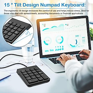 USB Numeric Keypad Numpad Portable Slim Mini 10 Key Number Pad Keyboard for Laptop Desktop Computer PC, Compatible with ChromeBook Surface Notebook, Tax Accountant Calculate Office Travel & Home