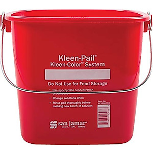 San Jamar KP196KCRD Kleen-Pail Commercial Cleaning Bucket, 6 Quart, Red