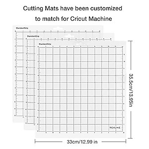 REALIKE 12x12 StandardGrip Cutting Mat for Cricut Explore One/Air/Air 2/Maker(3 Mats), Gridded Adhesive Non-Slip Cut Mat for Crafts, Quilting, Sewing and All Arts