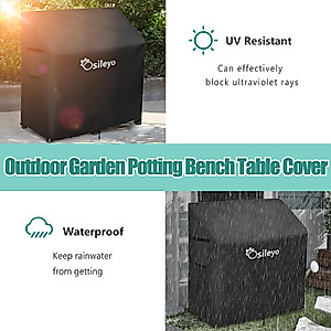 Osileyo Outdoor Garden Potting Bench Table Cover with Split Zipper,600D Tough Canvas Waterproof Anti-UV All Season Weather Complete Protection Cover.(47" x 20" x 47"),Black