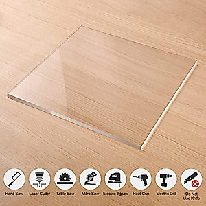 KAITELA 12" x 12" Clear Acrylic Sheet 1/4 inch Thick (6mm) Cast Plexiglass Square Sheets for Signage, Craft, Display Projects, Laser Cutting, Engrave