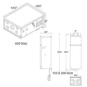 WAC Landscape Lighting, 300W Stainless Steel Outdoor Landscape Lighting Magnetic Power Supply