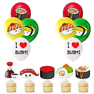 ﻿ 35 Pcs Sushi Balloons for Japanese Party Decoration for Sushi Theme Birthday Party Baby Shower Supplies