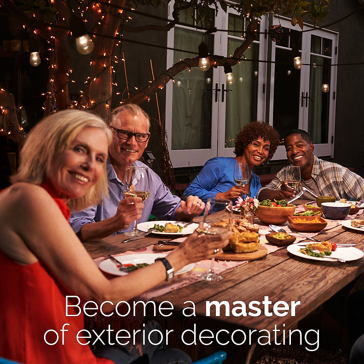 RZSAIDA Light Outdoor String Lights 48 ft Thick Bulb with Hanging Sockets Weatherproof Commercial Grade Bistro Backyard Market Patio Cafe Porch Garden Deck Gazebo Pergola Balcony Exterior Strand