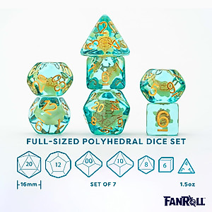 FanRoll 16mm Resin Poly DND Dice Set: Turtle Dice, Role Playing Game Dice for Dungeons and Dragons