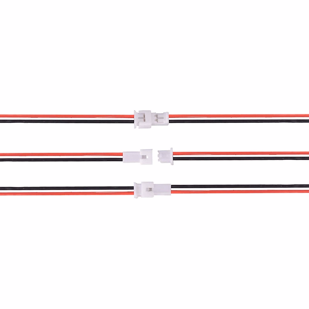 Letool 30 Pairs JST 1.25mm 2 Pin Micro Male Female Connector Plug with Red Black Wire Cable 80mm