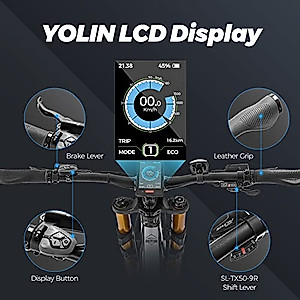 Eahora ACE Electric Bicycle for Adults 28MPH Mountain DH Electric Bike 48V 16A Battery 500W BAFANG Mid Drive Motor 27.5" Electric Bicycle Ebike Shimano 9-Speed Full Air Suspension Color Display (GRAY)