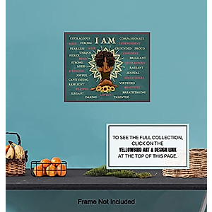African American Black women Wall Art & Decor -Motivational Inspirational Wall Decor - I Am Positive Affirmations Poster - Zen Meditation New Age Home Decor - Encouragement Gifts - Positive Quotes