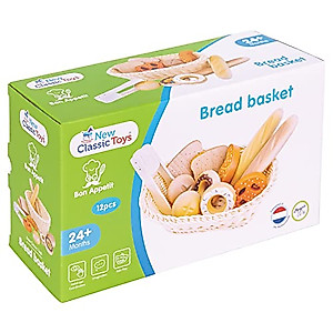 New Classic Toys Traditional Bread Basket - Pretend Play Toy for Kids Cooking Simulation Educational Toys and Color Perception Toy for Preschool Age Toddlers Boys Girls