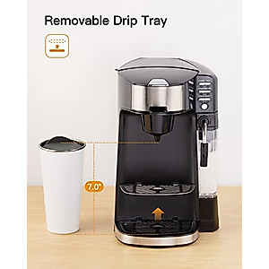 Boly 6-In-1 Coffee Maker with Auto Milk Frother, Single Serve Coffee, Tea, Latte and Cappuccino Machine, Compatible With Capsule & Ground Coffee, Compact Coffee Maker