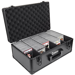 Graded Card Storage Box 200 BGS SGC PSA Graded Card Storage Box, Waterproof Graded Card Display Case with Removable EVA insert boards and Padlock holes, Aluminum Card Storage Box(5 Slots No Card)