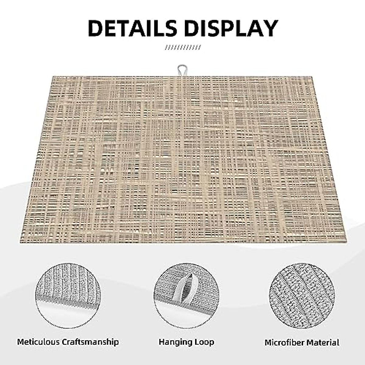 Pastel Taupe Color Faux Jute Fabric Dish Drying Mat Xl For Kitchen Counter Microfiber Absorbent Dish Draining Reusable Washable Large 18"X24"