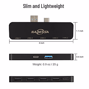 NADESSA USB Hub for PS5, PS5 USB Extender with 4-Port USB and 1-Port USB C