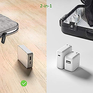 Nekmit USB C Charger, 60W Slim Fast Wall Charger Foldable for Travel, Thin Flat Dual Port with PD 3.0 & GaN Tech for Laptops, MacBook, iPad Pro, iPhone 14/14 Pro / 14 Pro Max, Pixel, Galaxy