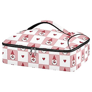 Kcldeci Insulated Thermal Food Carrier Insulated Casserole Carrier for Hot or Cold Food,Valentines Day Cute Gnomes Insulated Tote Bag for Potluck Cookouts Parties Picnic,Lasagna Lugger