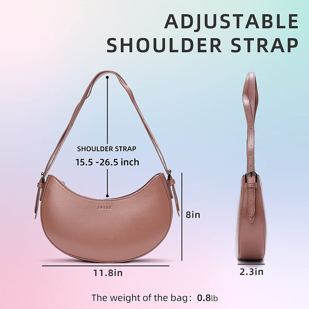 Keyli Shoulder Bag for Women Christmas Gift Fashion Plain Weave Mini Purse Zipper Closure Shoulder Purses Tote Bags Clutch Adjustable Double Straps Tote Handbags Top-Handler Bag Brown