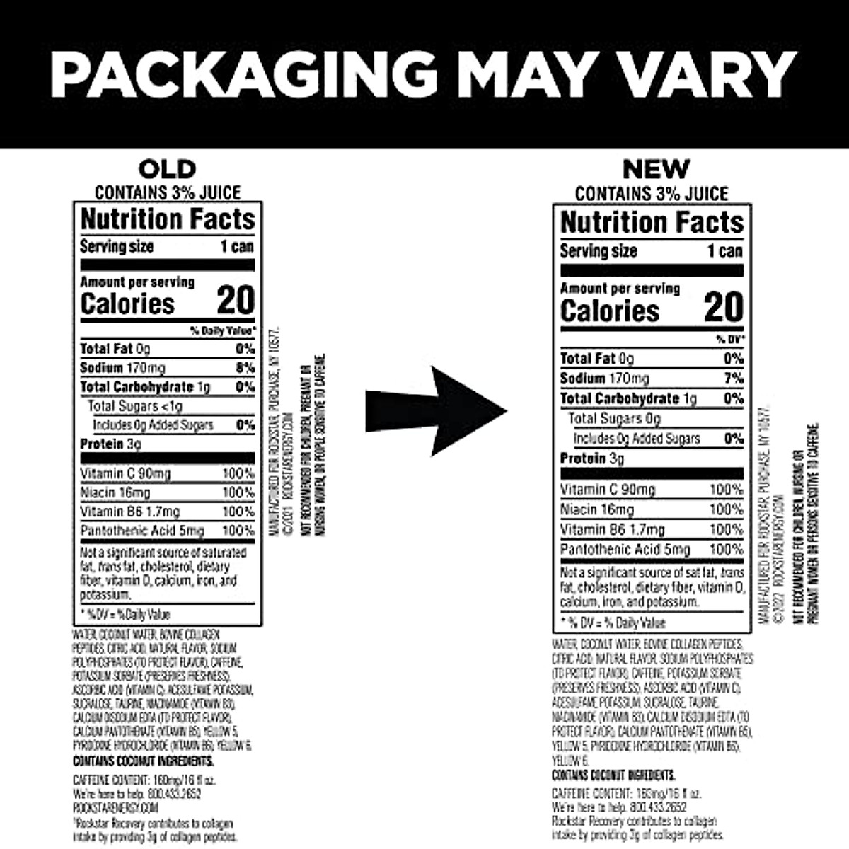 Rockstar Recovery Pineapple Coconut 16oz 12pk