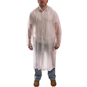 Tingley Tuff-Enuff C61210 Rain Coat With Detachable Hood, Large, Clear