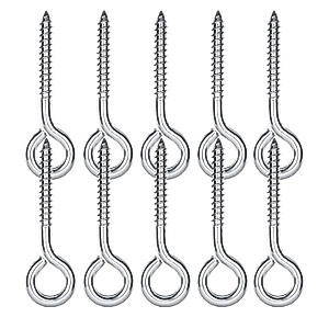 IMScrews 10-Pack Stainless Steel Heavy Duty Screw Eyes, #18 x 3-1/4 Inch, Lag Eyebolt for Hanging, Rust-Resistant Long Eyelet Screws, Ideal for Indoor and Outdoor Use