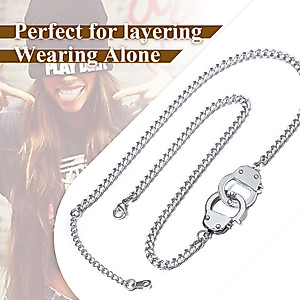 ChainsProMax Handcuff Choker Necklace Stainless Steel Silver Color Handcuffs for Necklace Edgy
