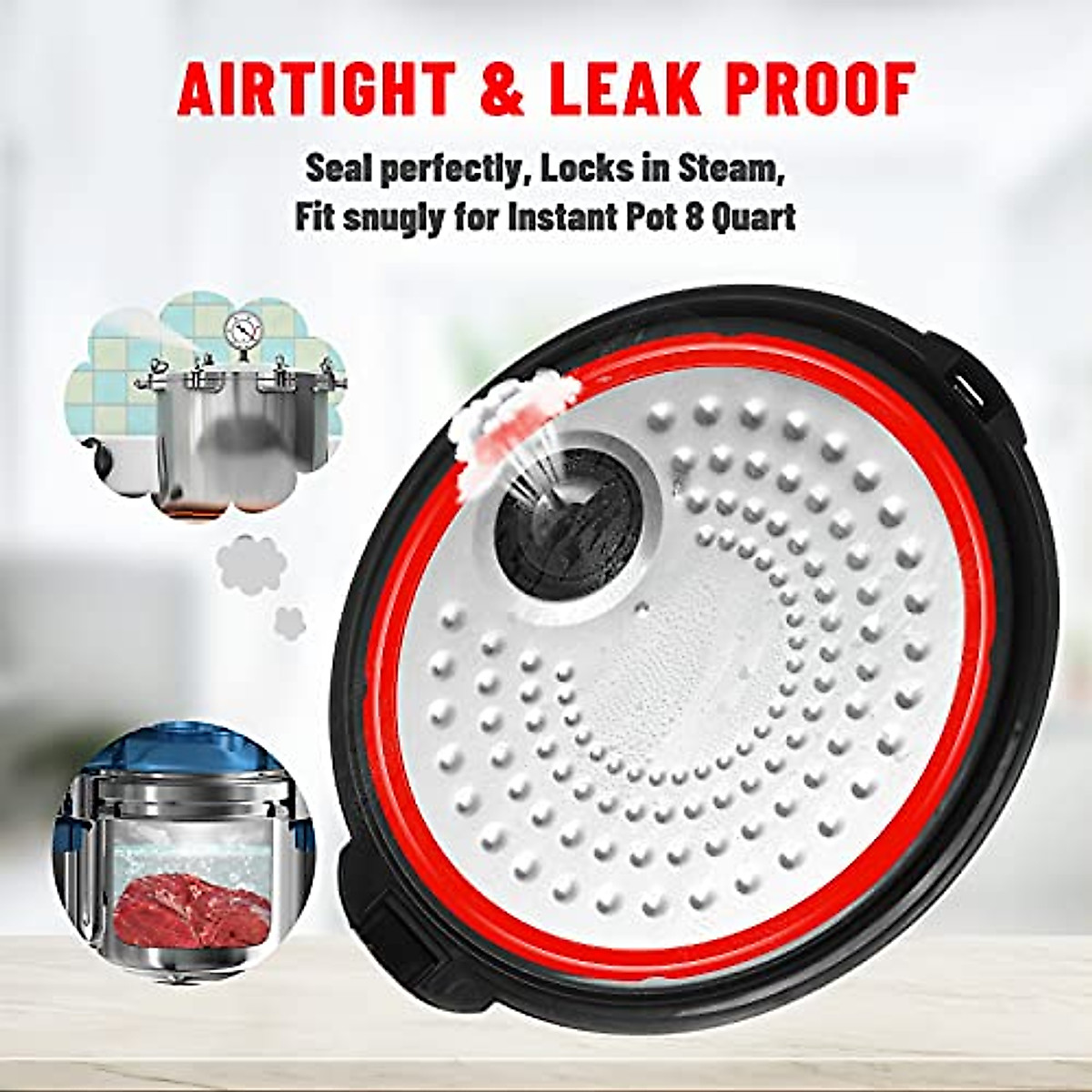 Mocoosy 3PCS Silicone Sealing Ring 8 Qt for Instant Pot Sealing ring 8 Quart, InstaPot Gasket 8qt, Replacement Rubber Seals, Food-Grade Silicone Insta Pot Accessories for Instant Pot IP-DUO80 IP-LUX 8