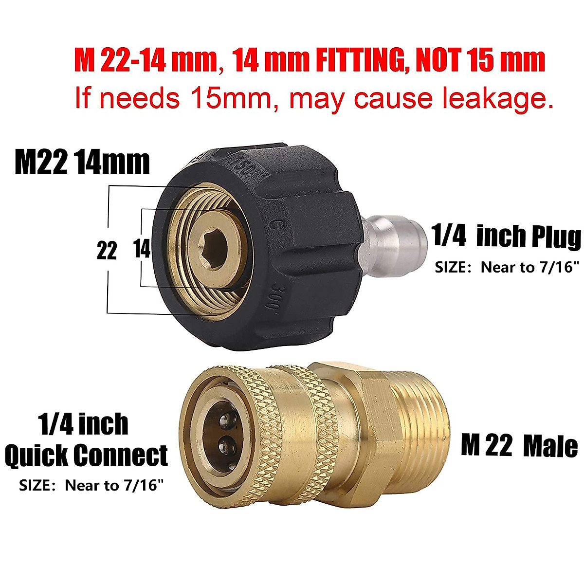 RIDGE WASHER Pressure Washer Adapter Set, Gun to Wand, M22 to 1/4'' Quick Connect