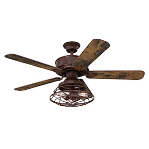 Westinghouse Lighting 74001B00 Vintage-Style Barnett, Smart WiFi Ceiling Fan Compatible with Amazon Alexa and Google Home with LED Light, Remote Control, 48 Inch, Barnwood Finish, Cage Shade
