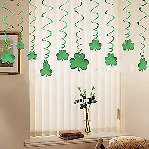 St. Patrick's Day Hanging Swirls Decorations - 18 PCS St.Patrick’s Day Green Foil Hanging Swirls with Lucky Irish Green Shamrock for St.Patrick’s Day Party Supplies (Green)
