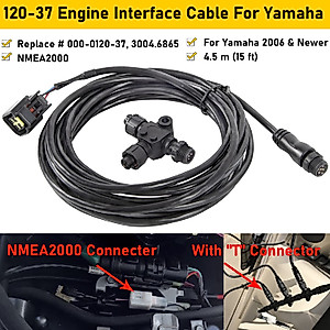 for Yamaha Engine Interface Cable NMEA2000 Connection with T Connector for Yamaha 2006 & Newer, Replace # 000-0120-37, 3004.6865-4.5 m (15 ft)