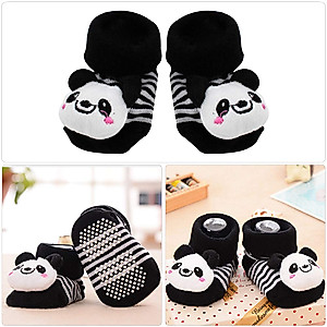 6 Pairs Baby Socks Boys Girls 3D Cartoon Anti-Skid Baby Booties Sock Slippers