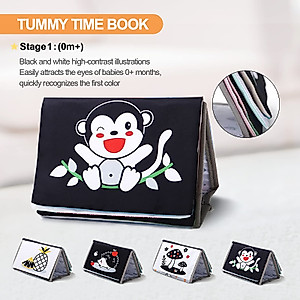 Baby Mirror Tummy Time with High Contrast Soft Baby Crinkle Book, Infant Montessori Sensory Toys for Toddler 0-3-6-12 Months, Tummy Time Floor Mirror for Newborn Brain Development, as Girl Boy Gifts