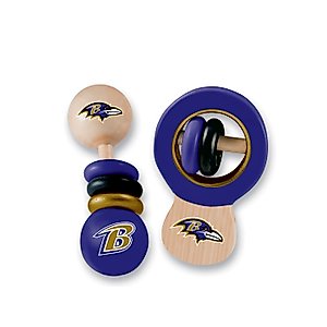 BabyFanatic Wood Rattle 2 Pack - NFL Pittsburgh Steelers - Officially Licensed Baby Toy Set