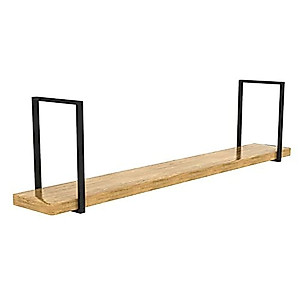 SLVUAFRN Industrial Ceiling Mount Shelf, Floating Shelves Kitchen Storage Wine Rack, Hanging Wood Shelf Organiser Flower Stand for Under Cabinet Kitchen Bar ( Color : Wood , Size : 80X30X50CM )