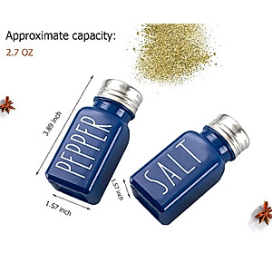 Farmhouse Salt And Pepper Shakers Set,Kitchen Blue Decor,Glass Salt And Pepper Shakers Set,Cute Salt Shaker,Gift For Women,Modern Farmhouse Decor,Home Decor,No Rubbing Off (2 BLUE)