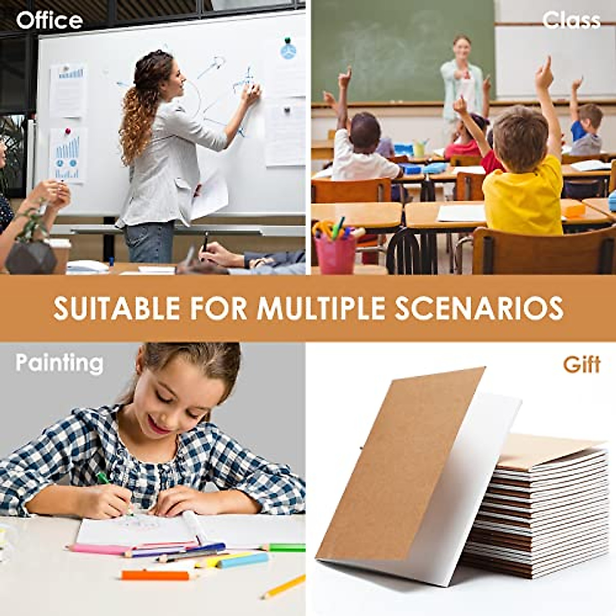 Epakh 100 Pack Mini Kraft Paper Notebook Unlined Pocket Kraft Notebook Blank Sketchbooks Travel Journal Notepad for Kids Classroom Students School Writing, 48 Pages, 24 Sheets,4.25 x 5.5 Inch (Brown)