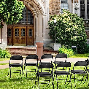 VINGLI 4 Pack Folding Chairs with Padded Seats, Metal Frame with Pu Leather Seat & Back, Capacity 350 lbs, Set of 4, Black