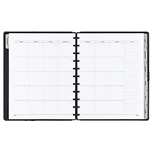 TUL® Discbound Monthly Planner Starter Set, Undated, Letter Size, Leather Cover, Black