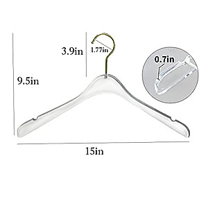 uyoyous Acrylic Clear Hangers 20 Pack Premium Quality Crystal Clear Hangers with Swivel Gold Hook Luxurious Shiny Clothes Hangers Standard Hangers (Clear)