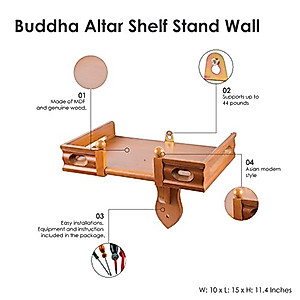 NT furniture Buddha Altar Shelf Stand Wooden Wall Rack Ming, (10x15x11 inches, Teak)