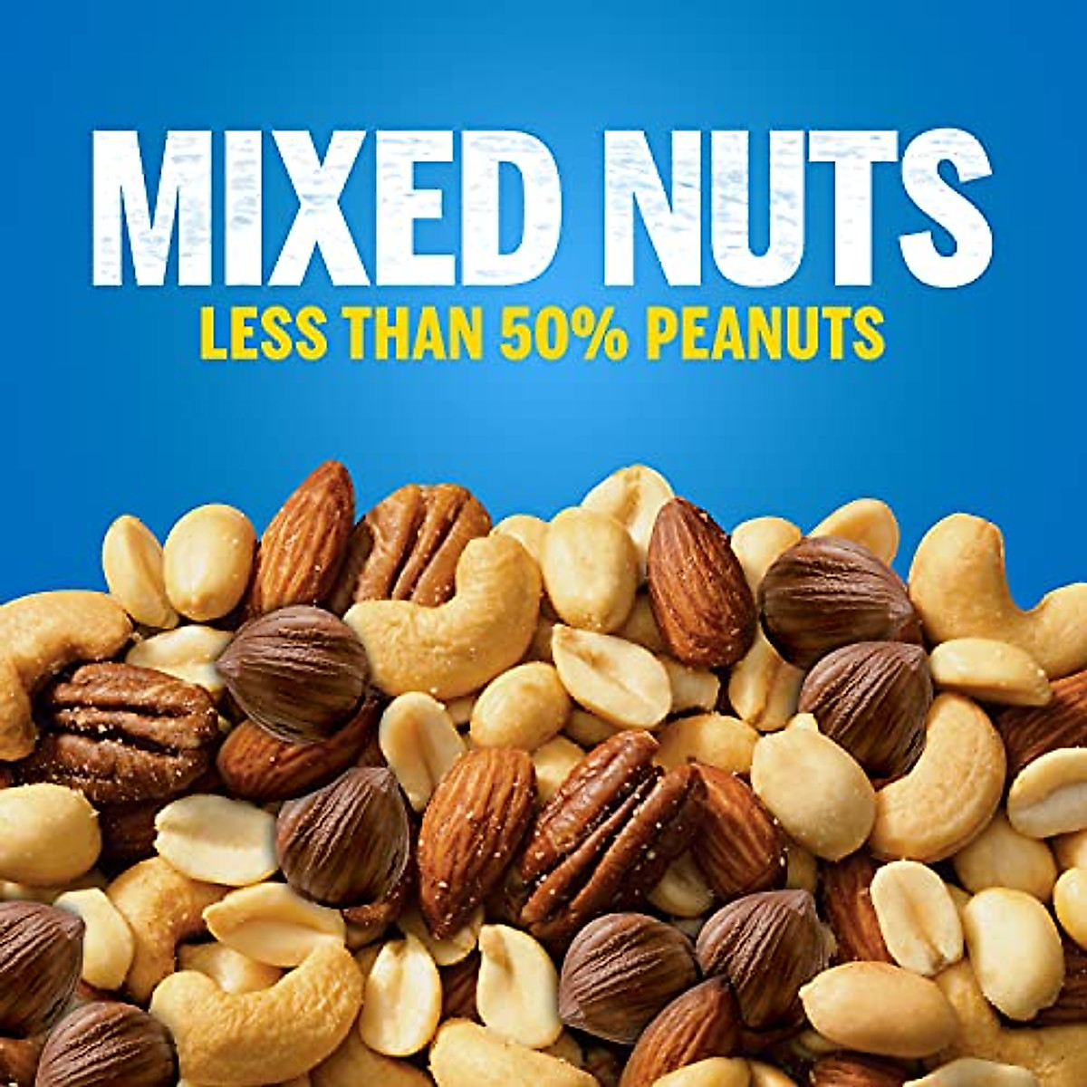 PLANTERS Mixed Nuts, Salted, 27 oz, Resealable Jar - Salted Nuts with Less than 50% Peanuts^ (*Nuts are Measured by Weight), Almonds, Cashews, Hazelnuts & Pecans - Kosher