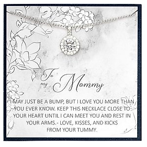 Grace of Pearl New Mommy Necklace Baby Bump Gift for New Mom Gift Jewelry Gift for First Time Mom Pregnancy Gift for Mom to be Gift for Wife Pregnant Gift Expecting Mom Gift